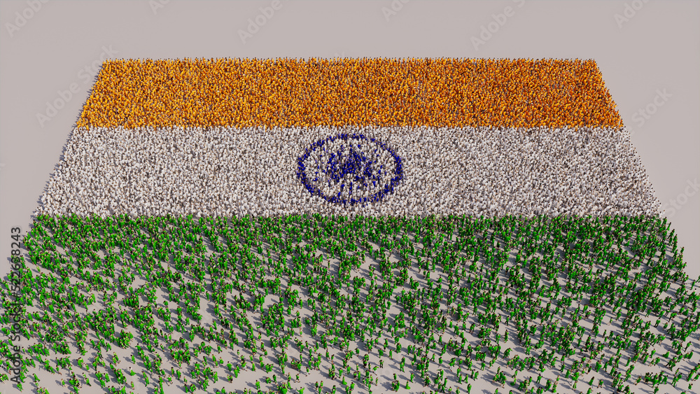 Indian Banner Background, with People congregating to form the Flag of ...