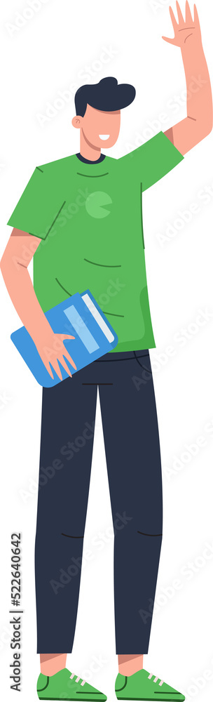 Cartoon man waving hand Stock Illustration | Adobe Stock