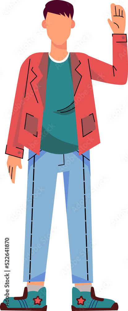 Cartoon man waving hand Stock Illustration | Adobe Stock