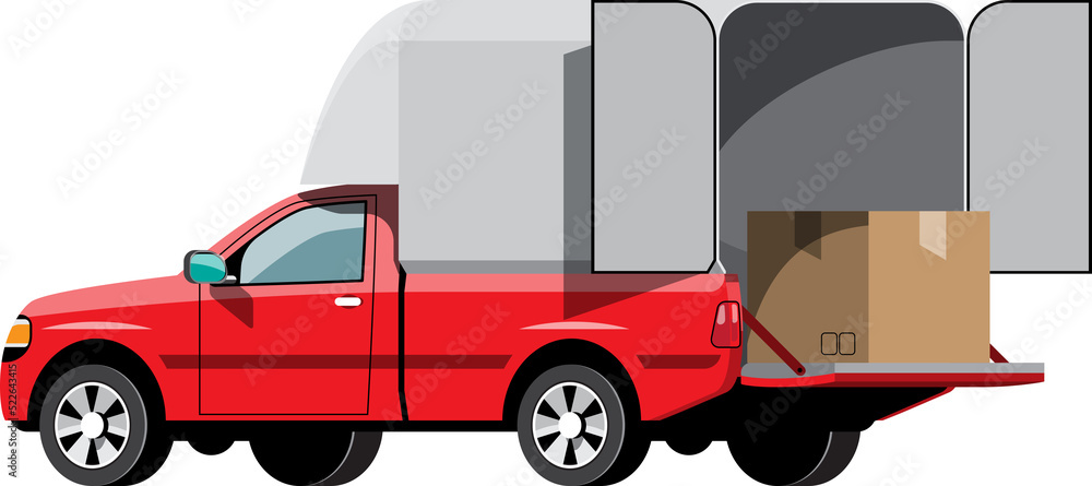 Cartoon box truck illustration Stock Illustration | Adobe Stock