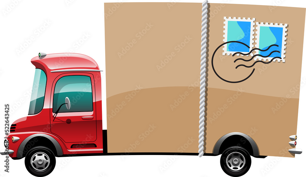 Cartoon box truck illustration Stock Illustration | Adobe Stock