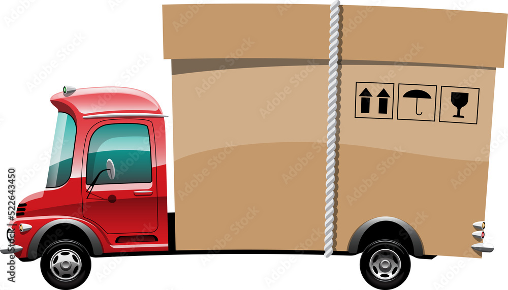 Cartoon box truck illustration Stock Illustration | Adobe Stock