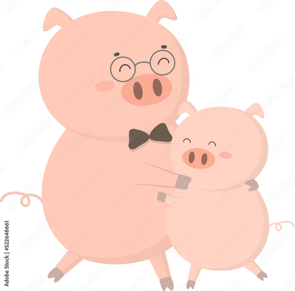 Pig father with his baby Stock Illustration | Adobe Stock
