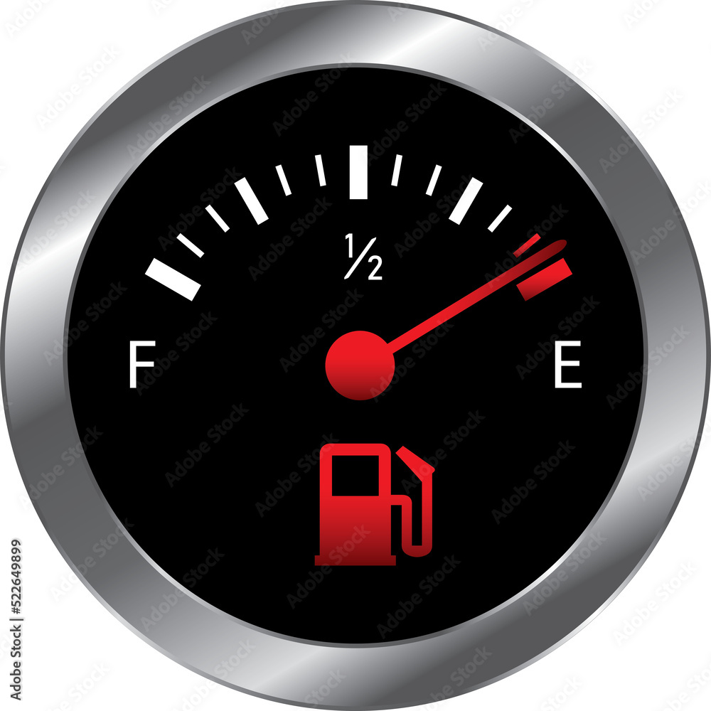 Empty fuel warning light in car dashboard. Fuel pump icon. gasoline ...