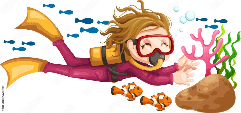 Girl Scuba Diver Clipart