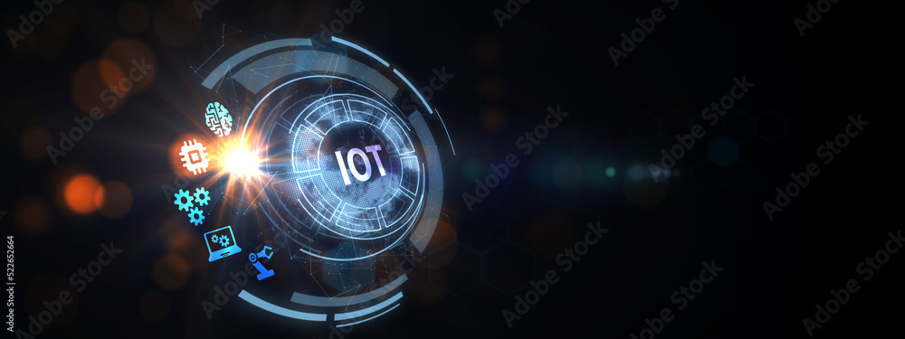 Internet of things - IOT concept. Businessman offer IOT products and ...