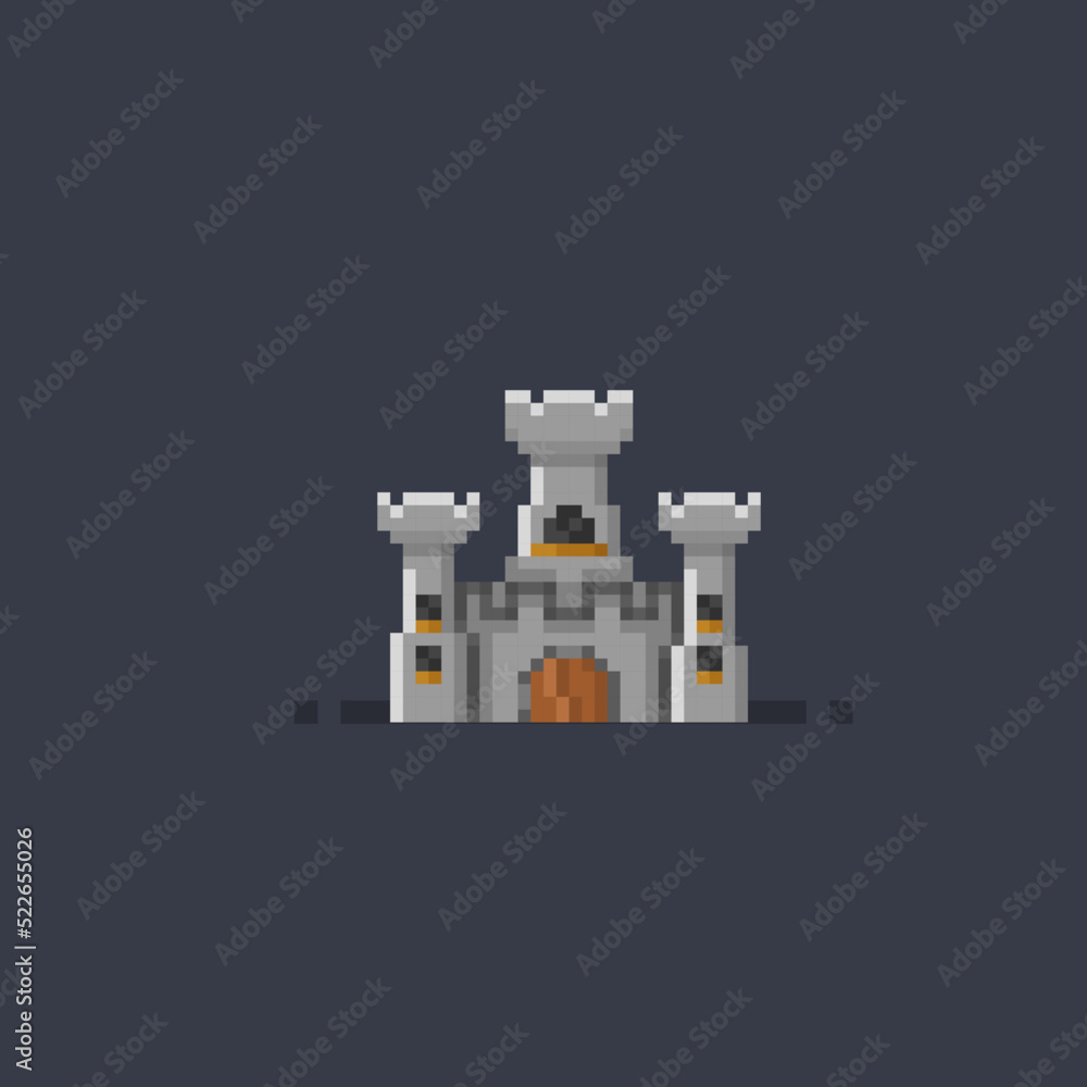 simple castle building in pixel art style Stock Vector | Adobe Stock