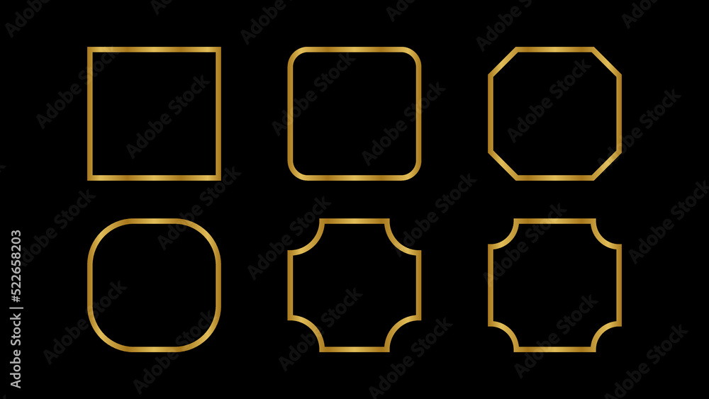 gold frame set isolated on white background for luxury graphic design ...