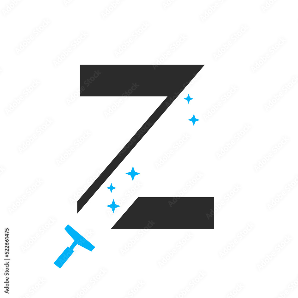 Letter Z House Cleaning Logo Concept For Broom Maid Service Symbol ...