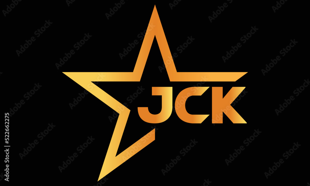 JCK golden luxury star icon three letter logo design vector template ...