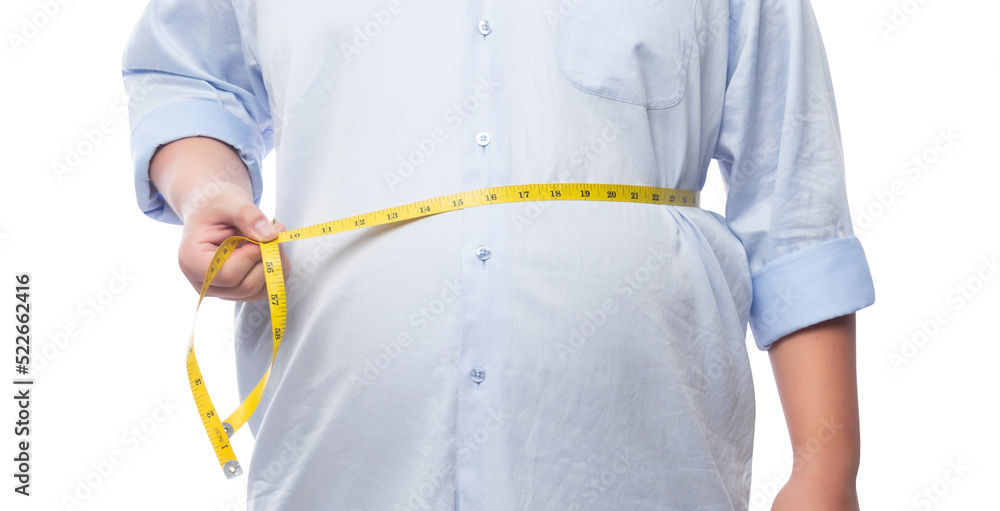 Fat man holding a measurement tape for check out his body, Png file ...