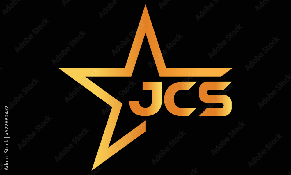 JCS golden luxury star icon three letter logo design vector template ...