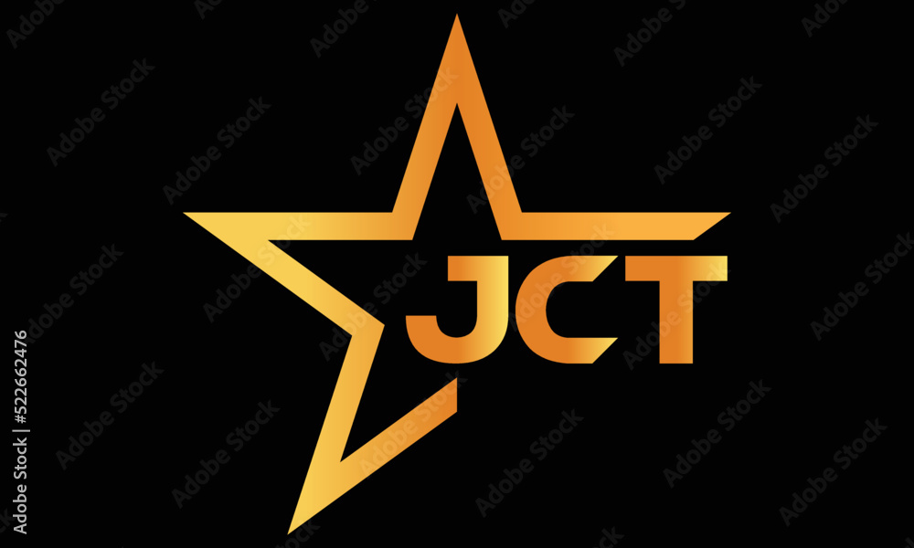 JCT golden luxury star icon three letter logo design vector template ...