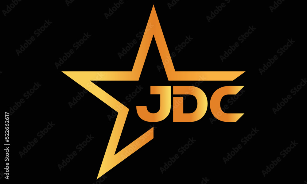 JDC golden luxury star icon three letter logo design vector template ...