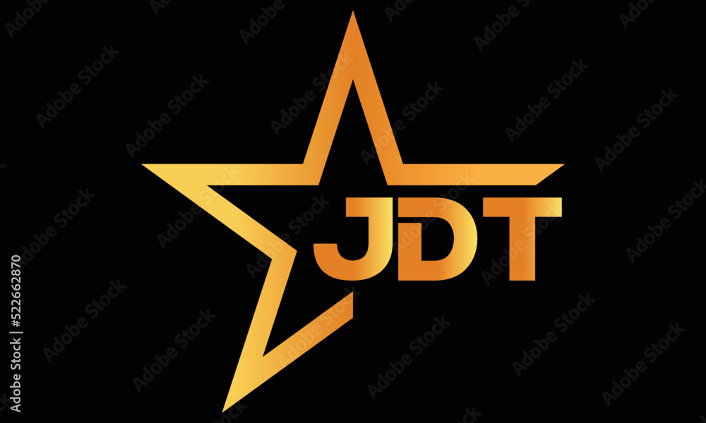 JDT golden luxury star icon three letter logo design vector template ...