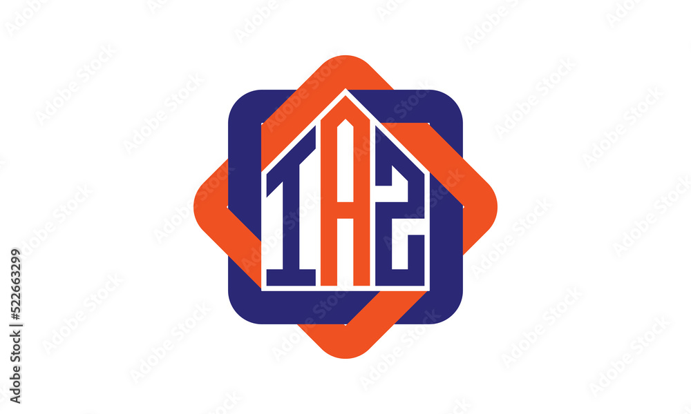 IAZ three letter real estate logo with home icon logo design vector ...