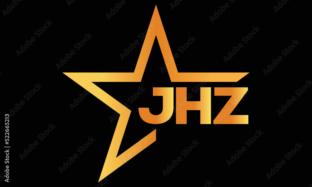 JHZ golden luxury star icon three letter logo design vector template ...