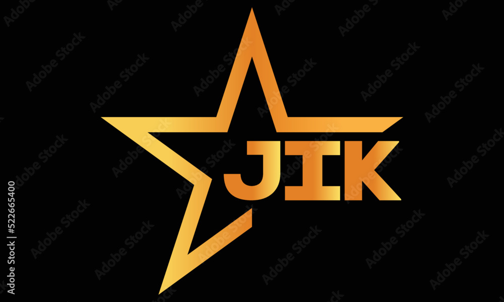 JIK golden luxury star icon three letter logo design vector template ...