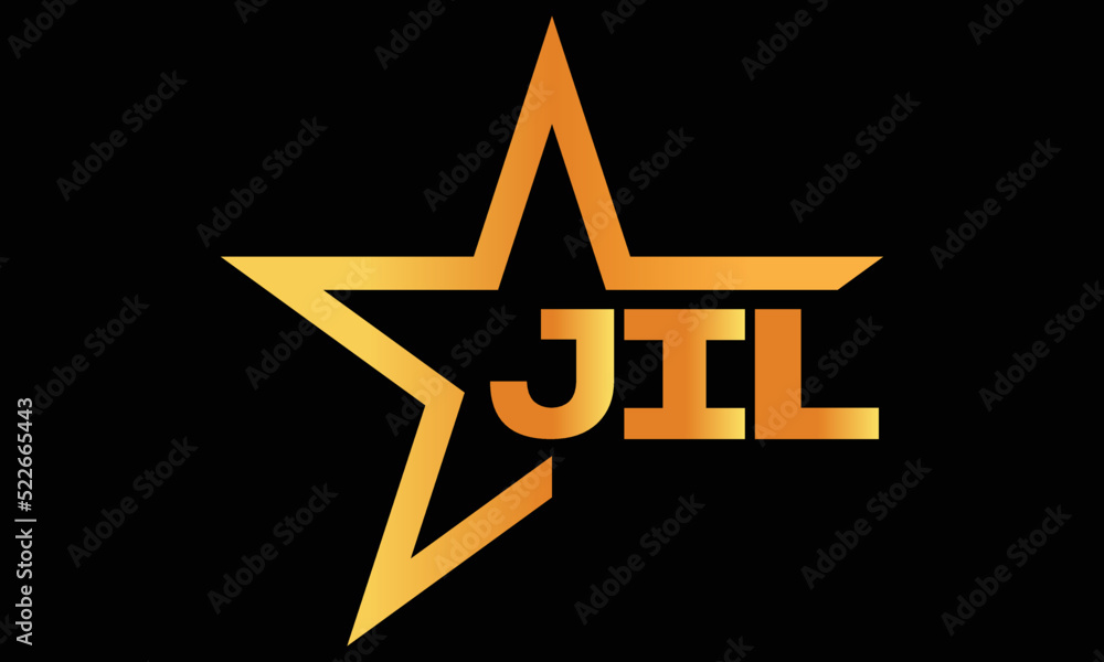 Vetor do Stock: JIL golden luxury star icon three letter logo design ...