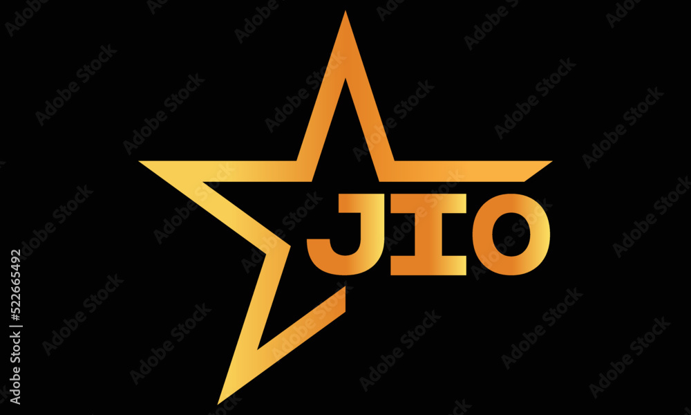 JIO golden luxury star icon three letter logo design vector template ...