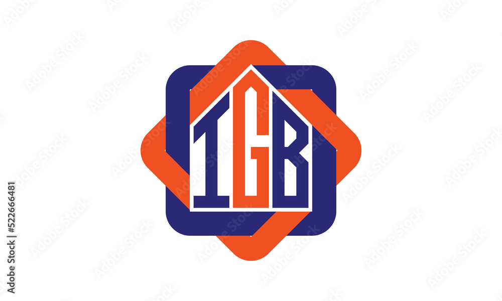 IGB three letter real estate logo with home icon logo design vector ...