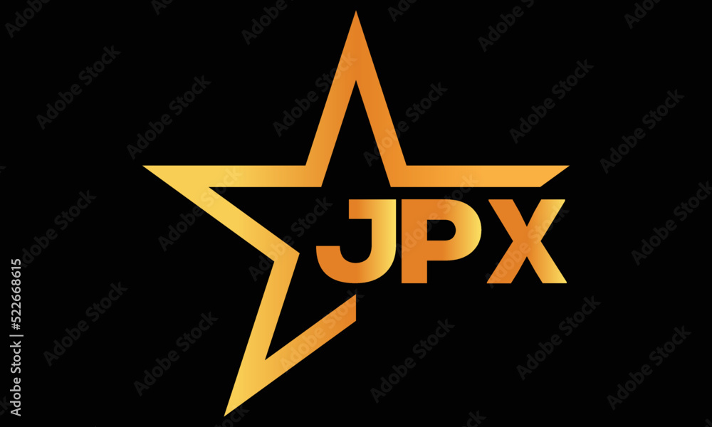 JPX golden luxury star icon three letter logo design vector template ...