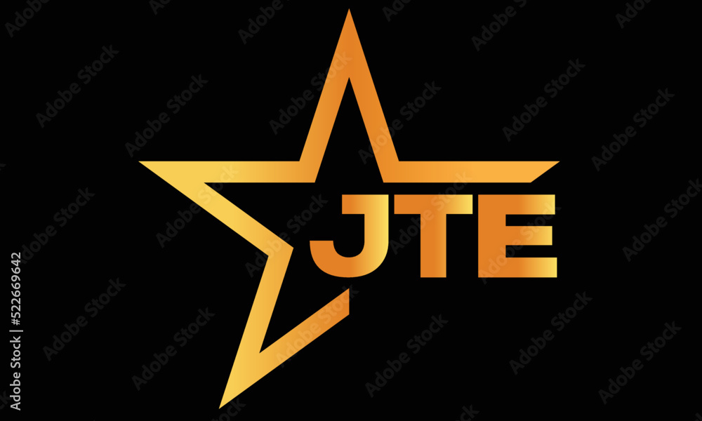 JTE golden luxury star icon three letter logo design vector template ...