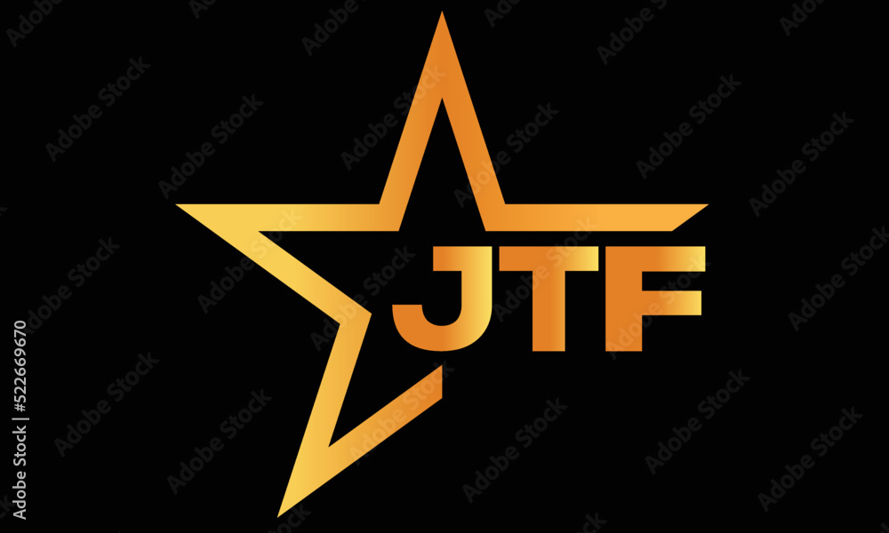 JTF golden luxury star icon three letter logo design vector template ...