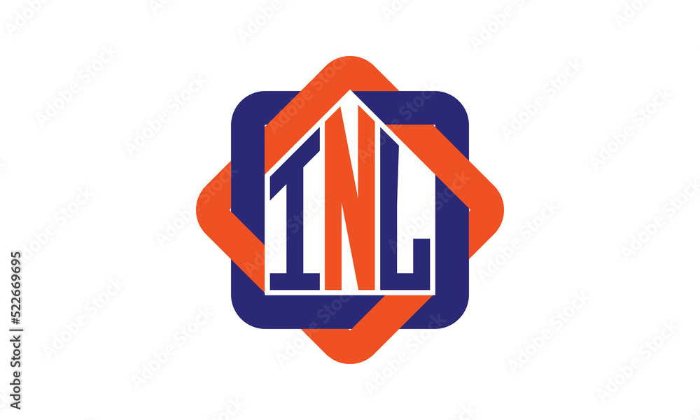 INL three letter real estate logo with home icon logo design vector ...