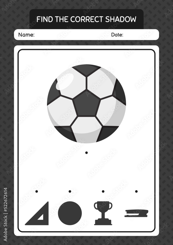 Find the correct shadows game with soccerball. worksheet for preschool ...