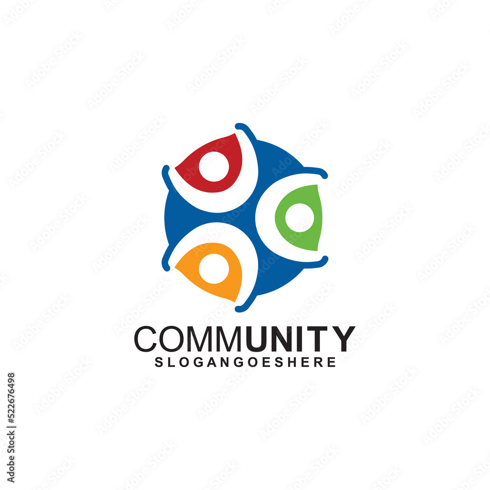 Community logo icon design with colorful people in a circular shape ...
