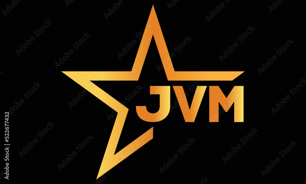 JVM golden luxury star icon three letter logo design vector template. royal logo | luxury logo ...