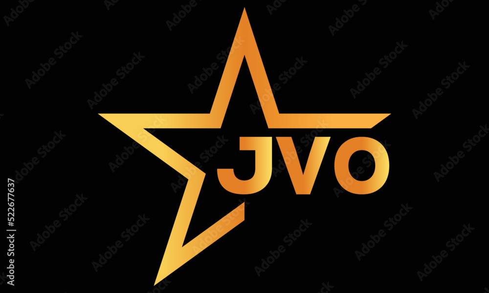 JVO golden luxury star icon three letter logo design vector template ...