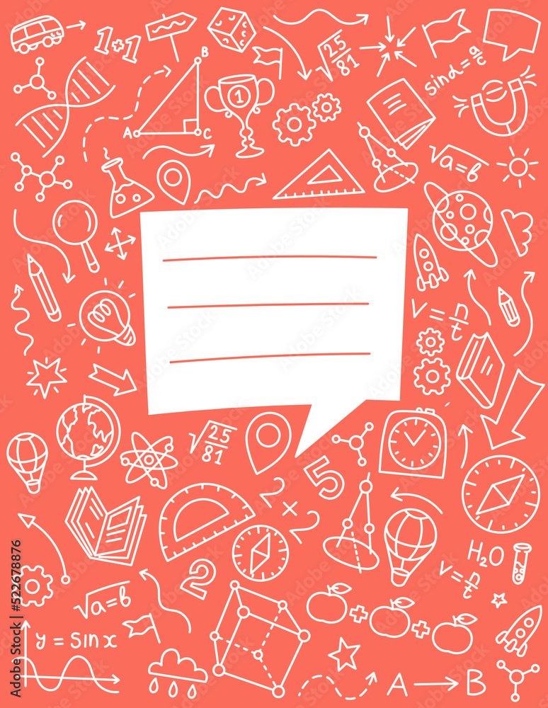 School yearbook notebook cover. Sketch doodle exercise book background ...