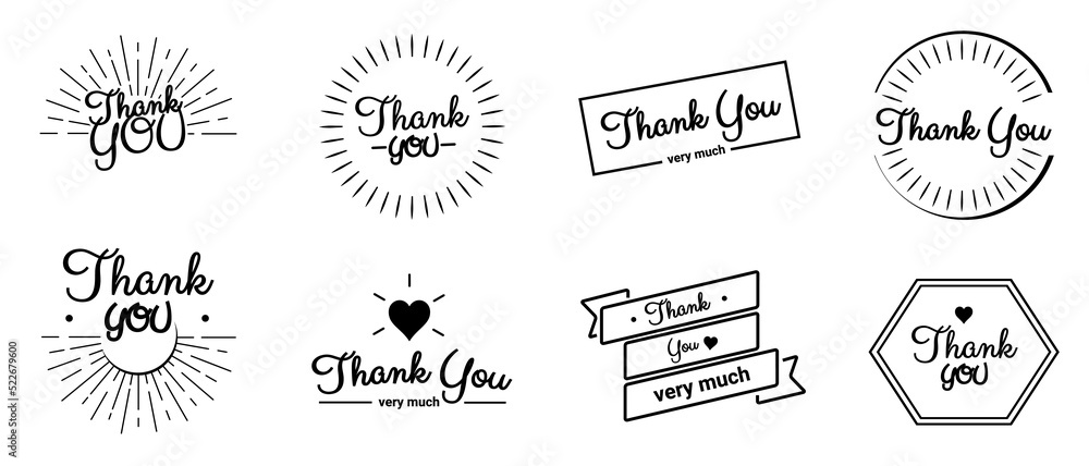 Thank You Icon Set - Different Vector Illustrations Isolated On White ...
