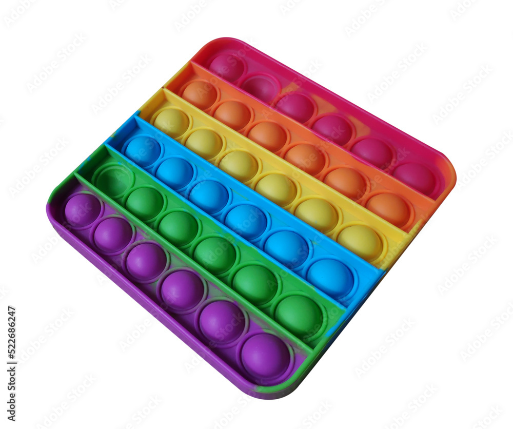 Pop it, Rainbow antistress toy in the shape of a square, isolated on a ...