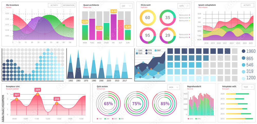 Infographic chart vector template. Annual statistics curve graph design ...