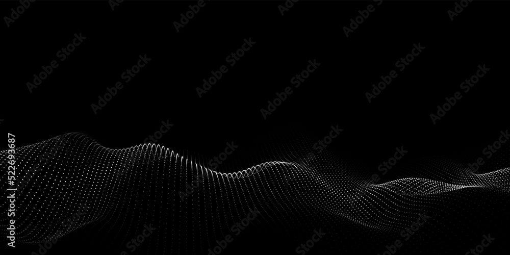 Wave of particles. Digital wave background concept. Abstract technology ...