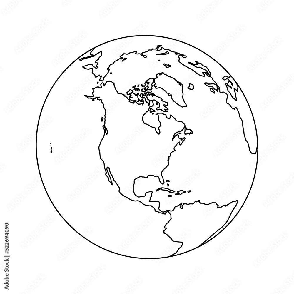 Linear earth silhouette. Globe. Planet Earth. Vector illustration ...