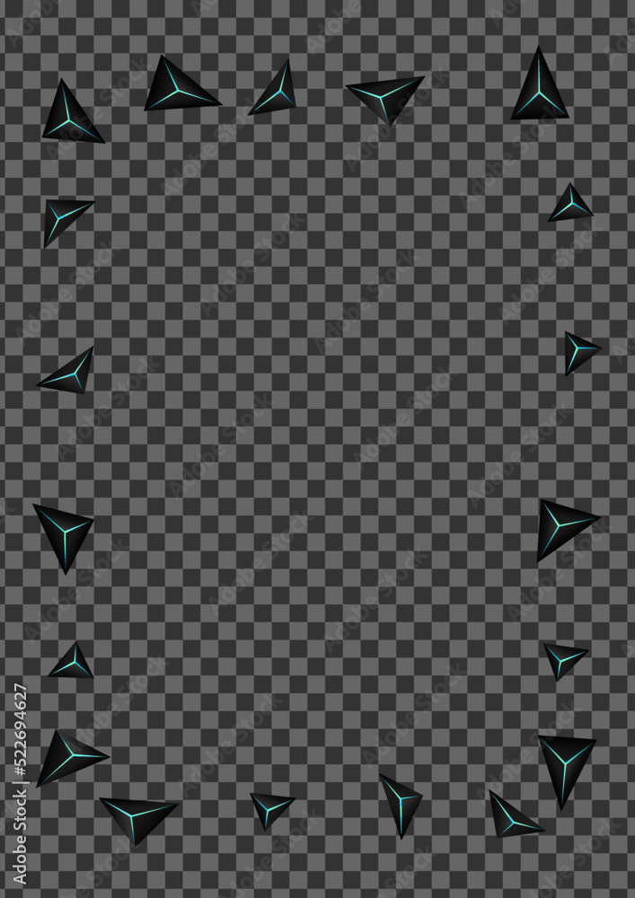 Obsidian Triangular Background Transparent Vector. Blue Neon Prism ...