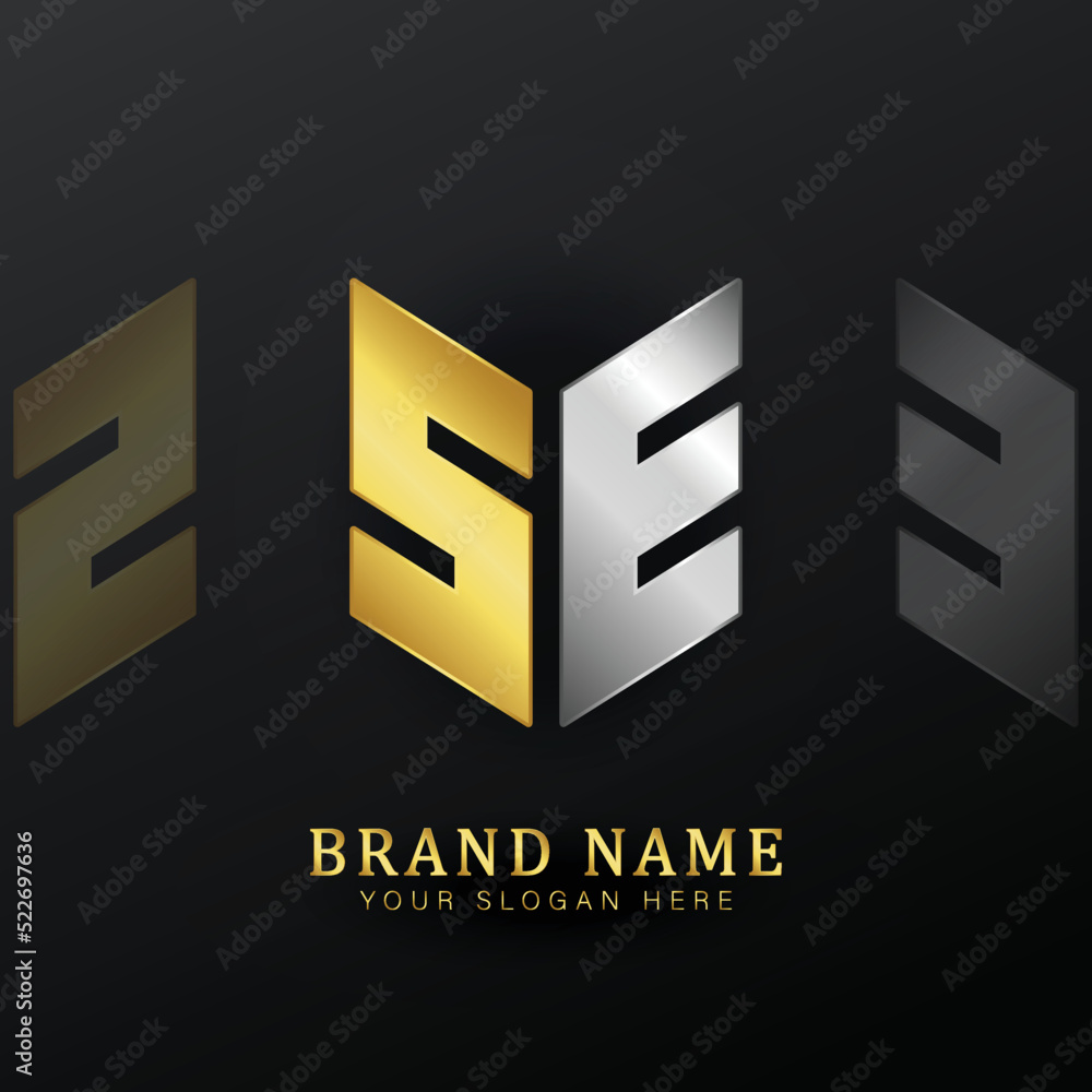 Letter SE golden and silver luxury logo template. monogram logo vector ...