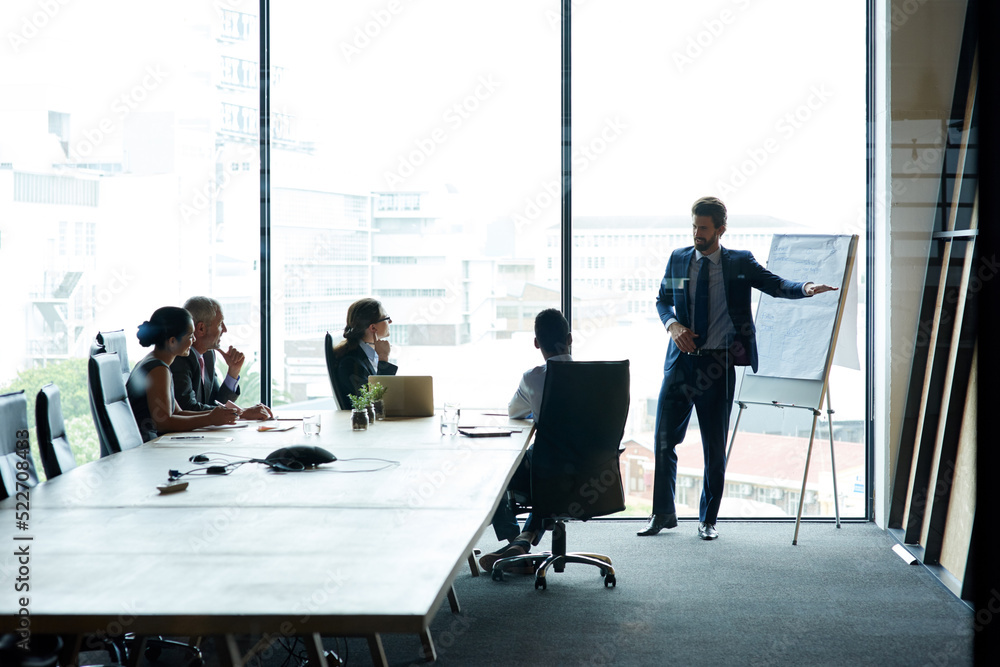 Executive having a presentation in a boardroom at a modern office ...