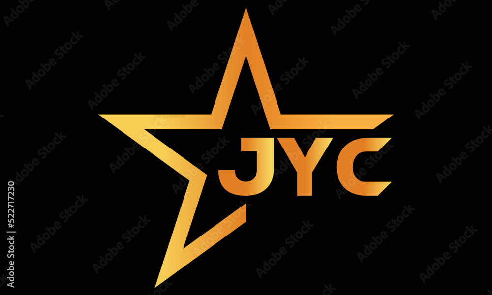 JYC golden luxury star icon three letter logo design vector template ...