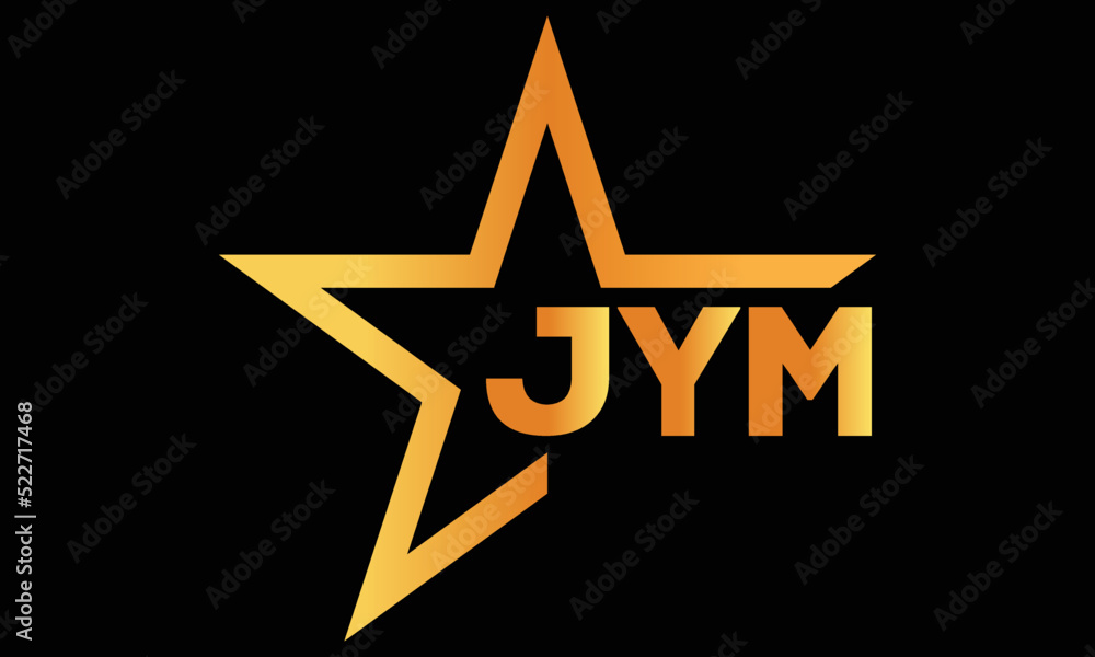 JYM golden luxury star icon three letter logo design vector template ...