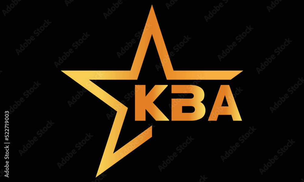 KBA golden luxury star icon three letter logo design vector template ...