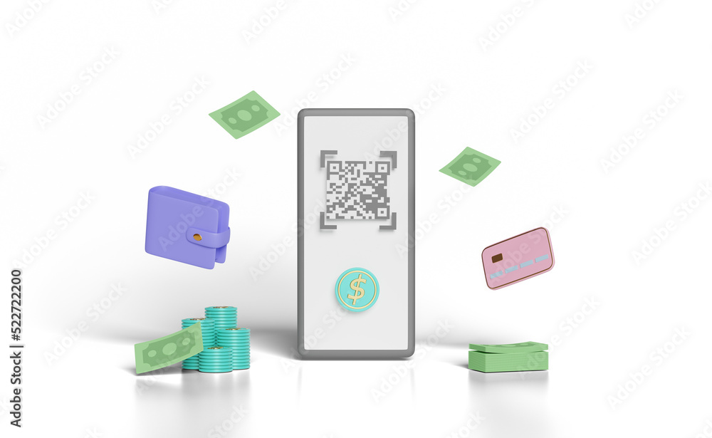 mobile phone or smartphone with barcode, qr code scanning, wallet ...