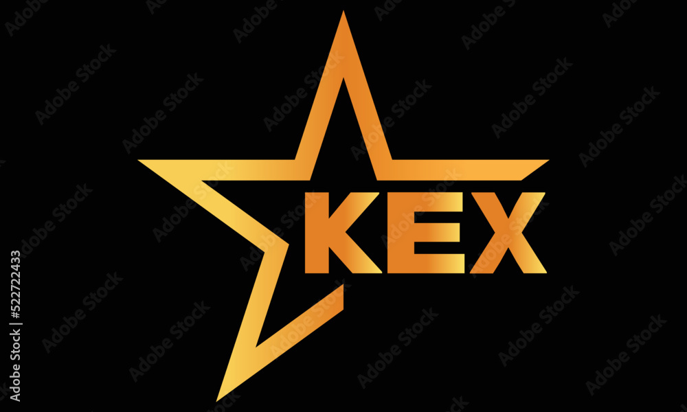 KEX golden luxury star icon three letter logo design vector template ...