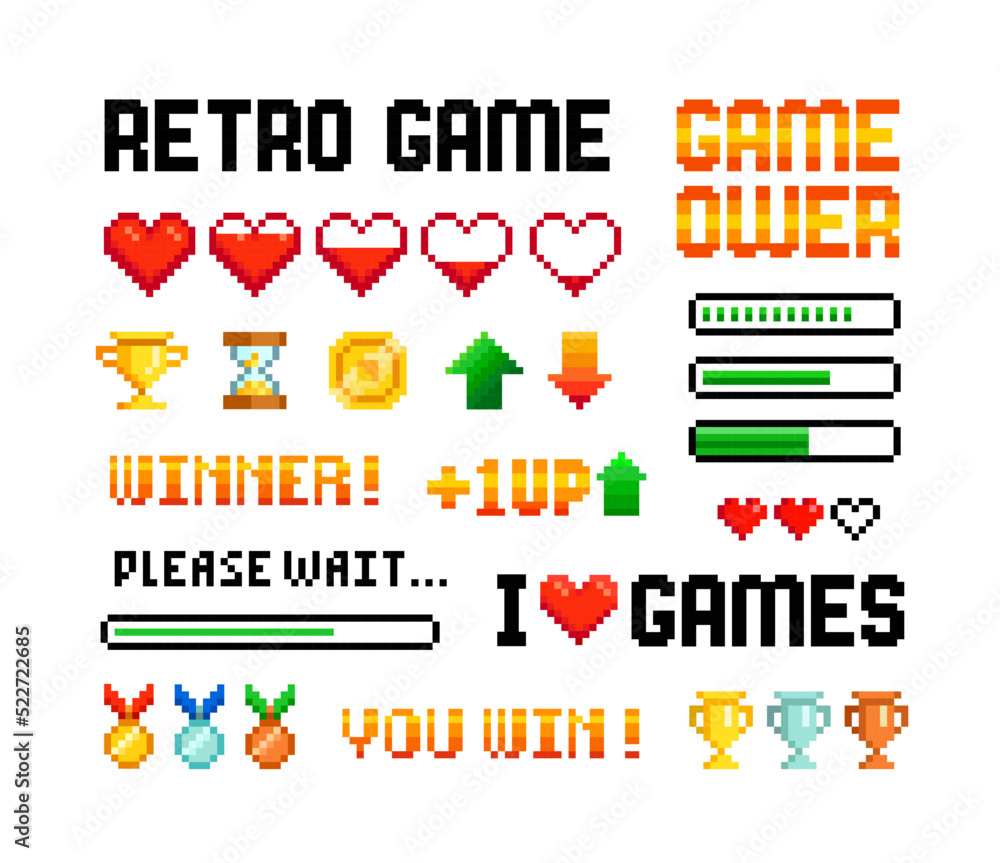 Grafika wektorowa Stock: Vector Pixel Art 8-bit winner trophy cups and ... Grafika wektorowa Stock: Vector Pixel Art 8-bit winner trophy cups and ...