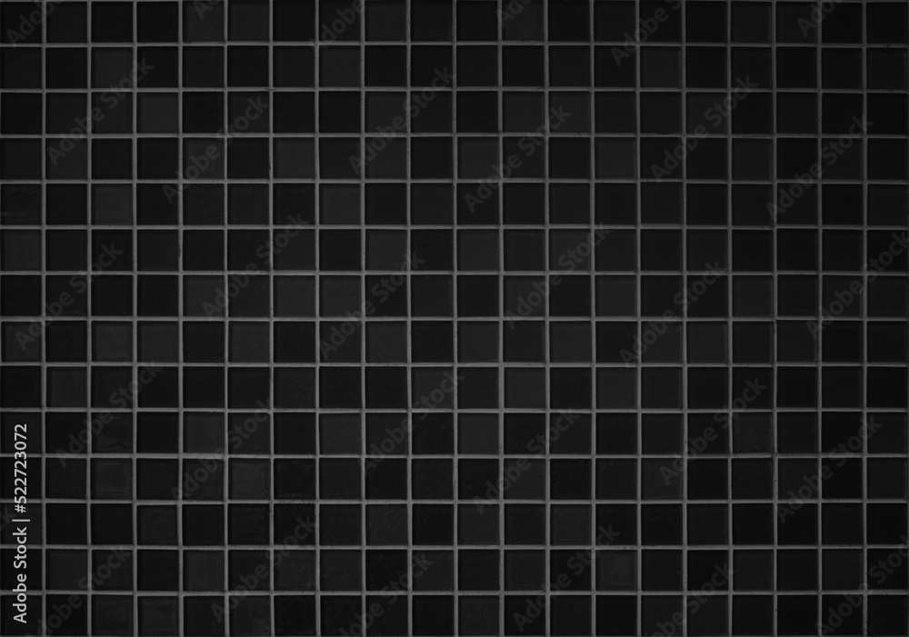 Dark black ceramic wall and floor tiles mosaic background in bathroom ...