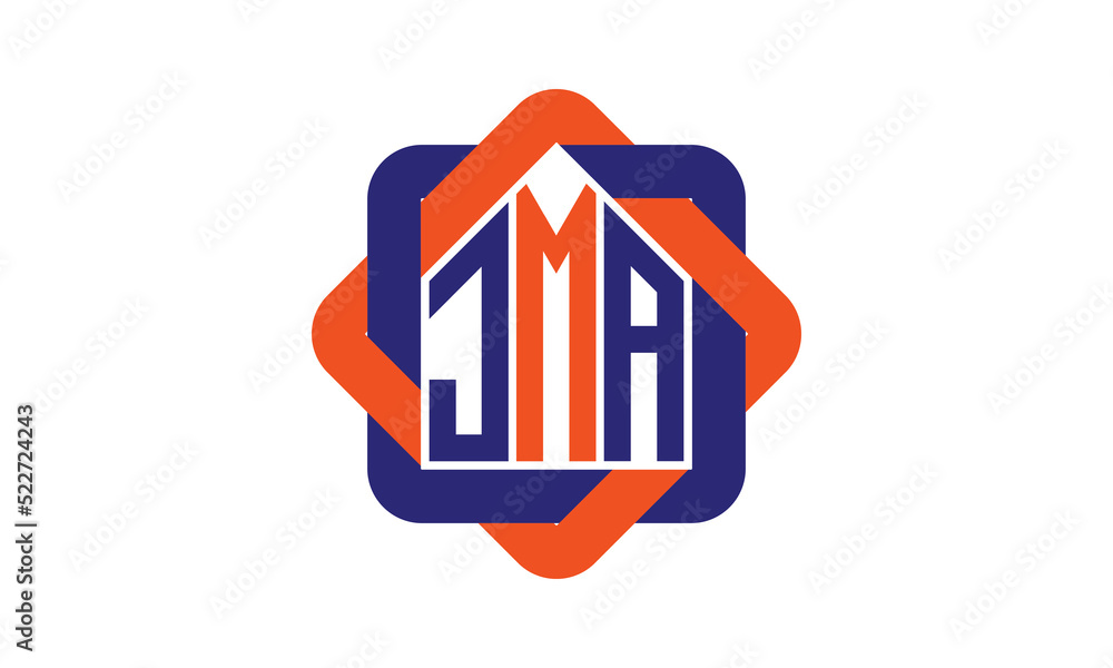 Vetor do Stock: JMA three letter real estate logo with home icon logo ...